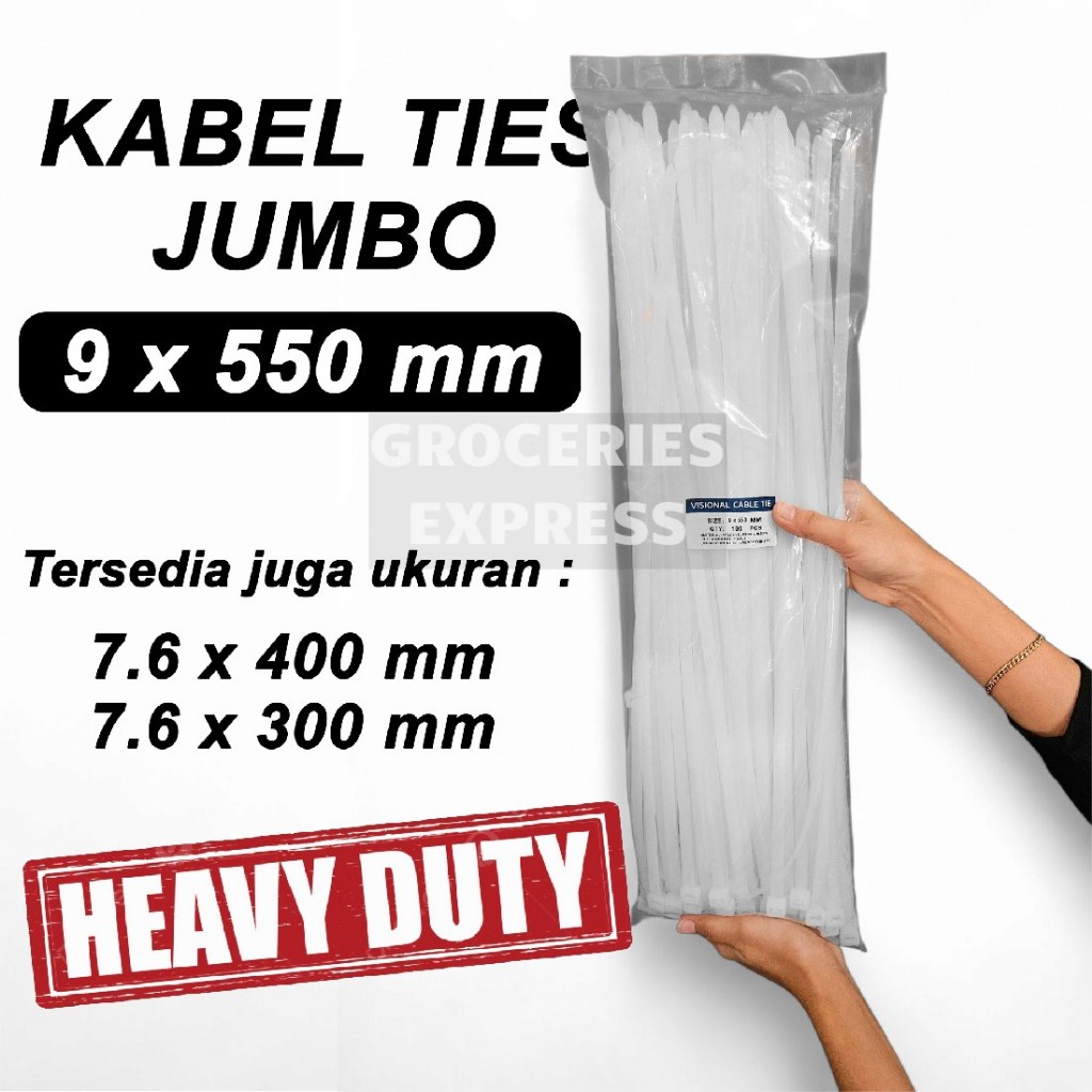 Jual Kabel ties JUMBO Cable tie 9x550MM /55CM 7.6x400MM / 40CM 7 ...