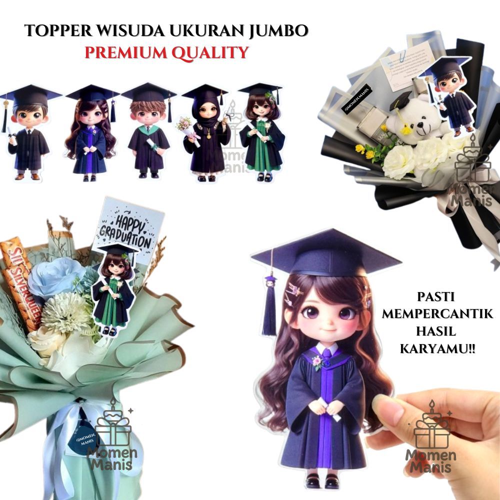 Jual Topper Wisuda Graduation Topper Extra Jumbo 15cm 1 pcs – Kertas ...