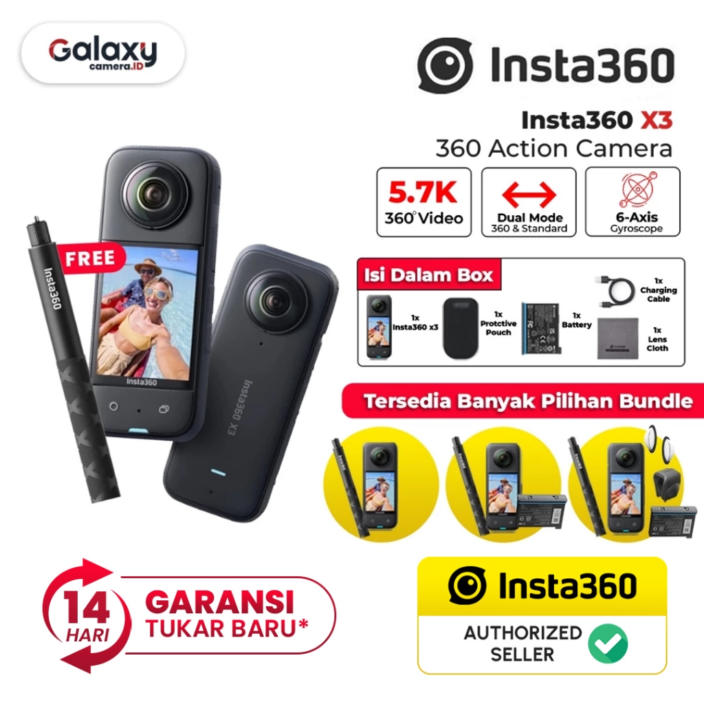 Jual Insta360 ONE X3 360 Action Camera Insta 360 ONE X 3 Garansi Resmi ...