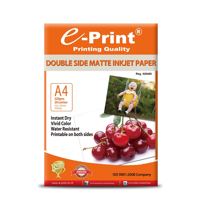 Jual Kertas e-Print Double Side Matte Inkjet Paper A4 220 gsm Ekonomis ...