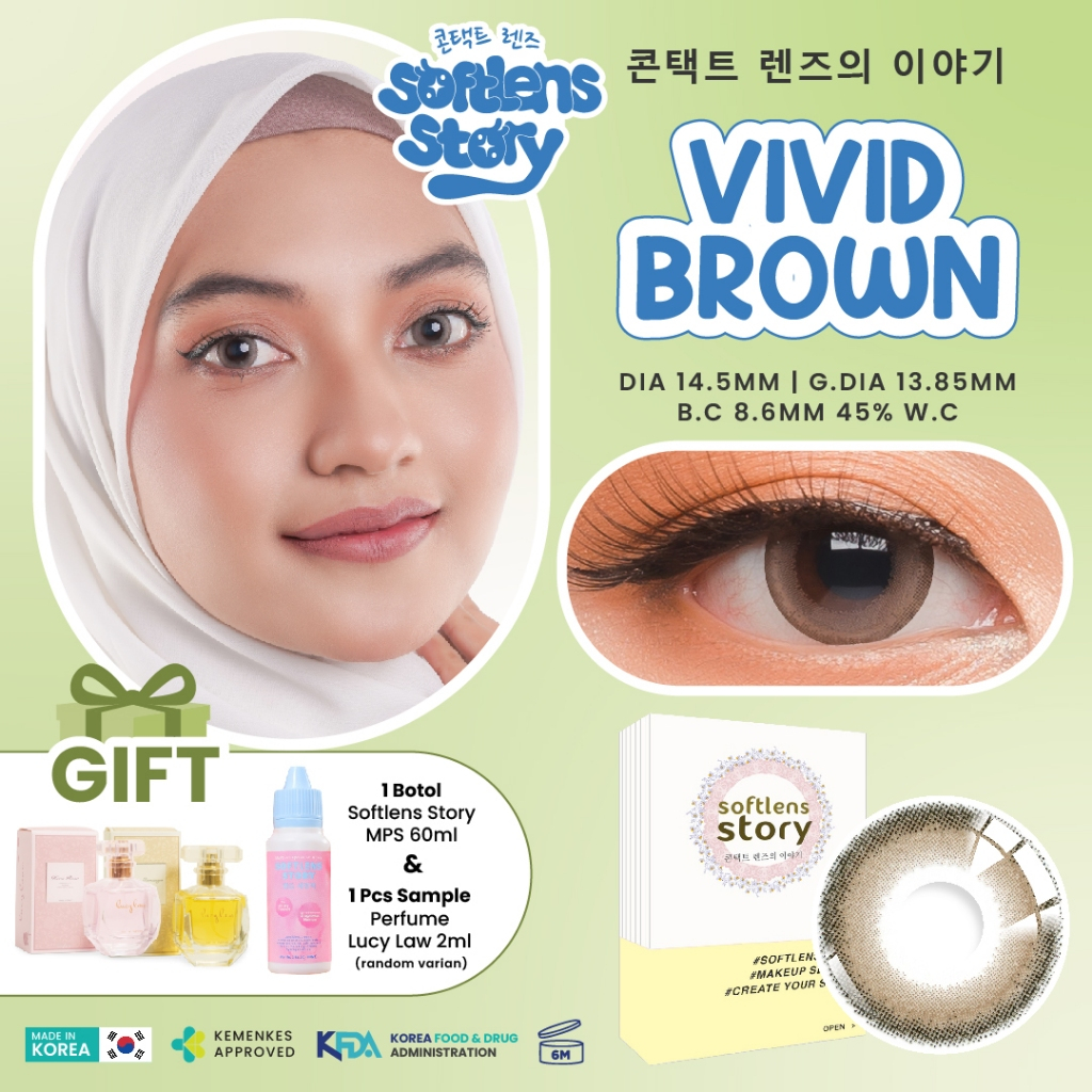 Jual BUY 1 FREE 3 ITEM Softlens Story Vivid Brown 1 Pasang | 14.5mm ...