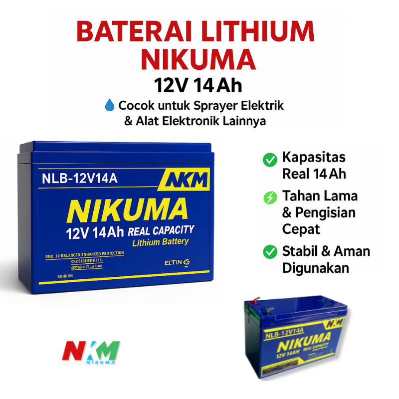 Jual Nikuma Baterai Lithium Real Capacity 12V 14AH - 12AH - 10AH - 8AH ...