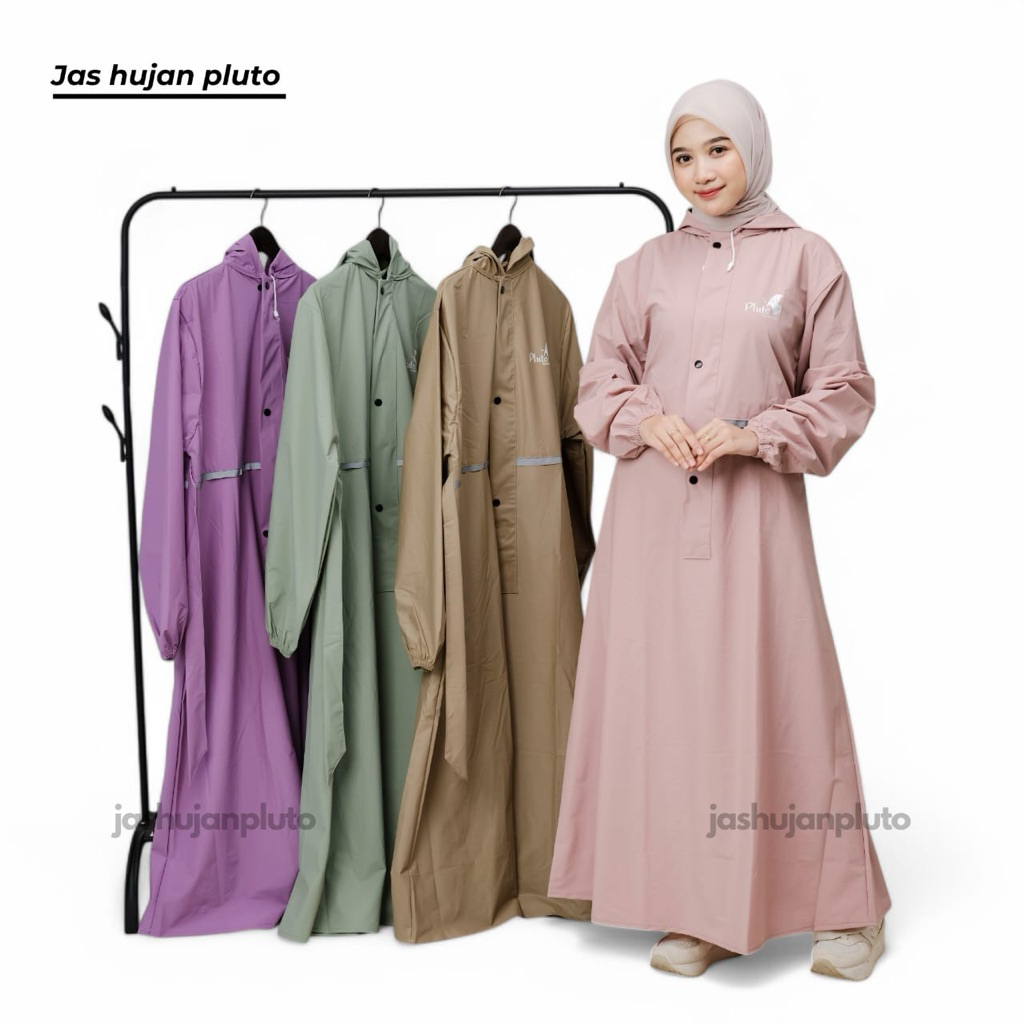 Jual Jas Hujan Gamis Wanita Hijab Syari By PLUTO Bahan PVC Karet ...