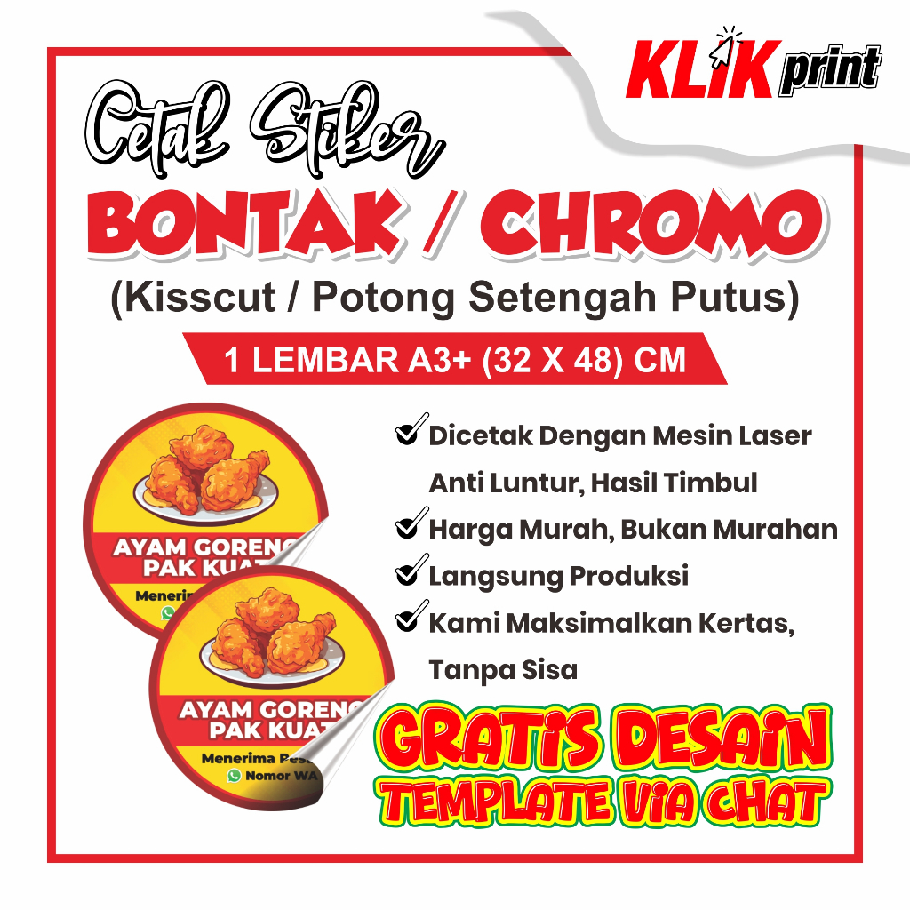 Jual Stiker Bontak / Chromo Cutting A3+ | Label Kemasan Cutting ...
