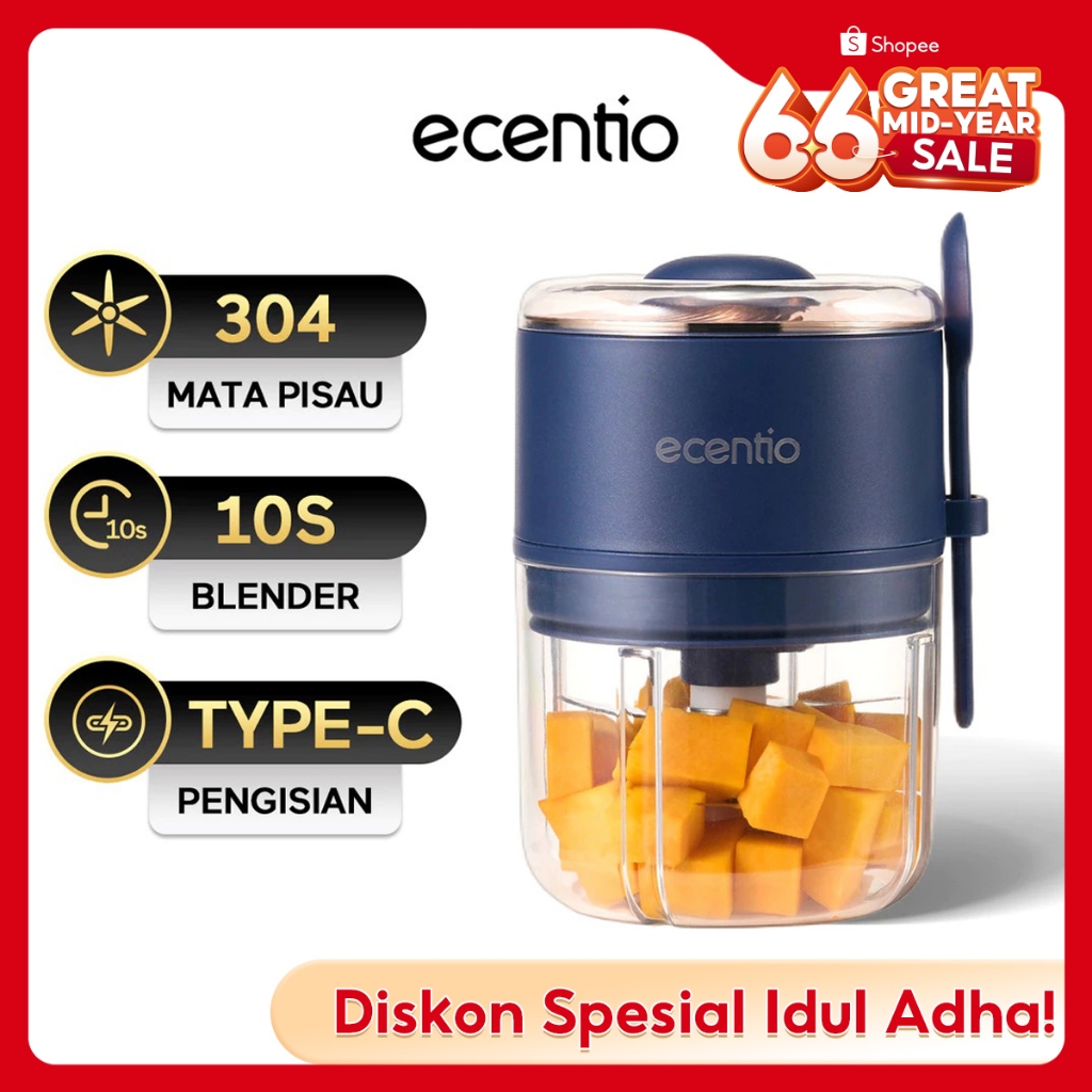 Jual NEW ECENTIO MINI CHOPPER BUMBU 400ML PENGHALUS BAWANG 6 PISAU ...