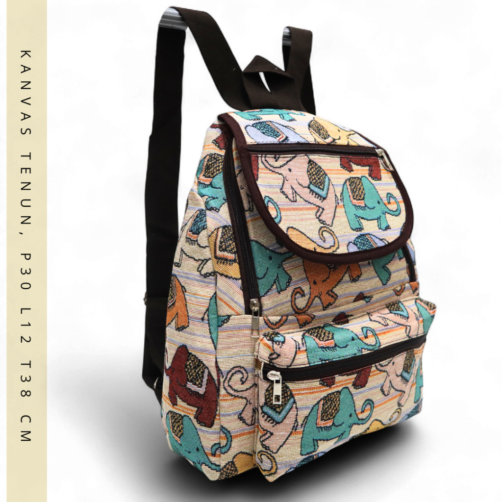 Jual Tas ransel kanvas tenun motif ransel punggung bisa cod gratis ...