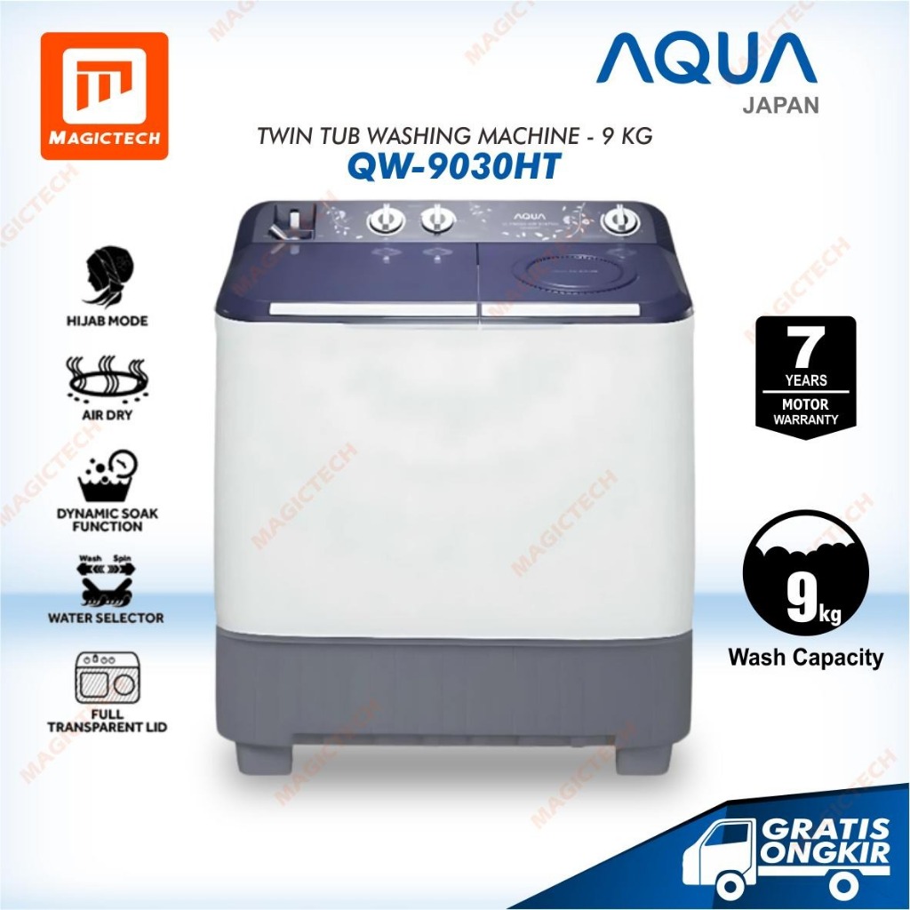 Jual MESIN CUCI AQUA 9 KG QW-9030HT / QW-9030 2 TABUNG MANUAL TWIN TUB ...