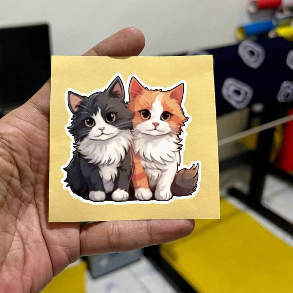 Jual sticker kucing lucu, kucing belang, stiker reflektive nyala ...