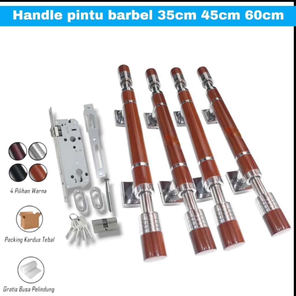 Jual handle pintu rumah model BARBEL 4pcs + body kunci tarikan pintu ...