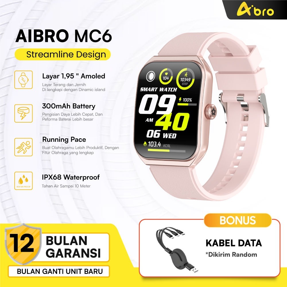 Jual ( LAYAR CURVE AMOLED ) AIBRO Smartwatch MC6 Running Tracker Pace ...