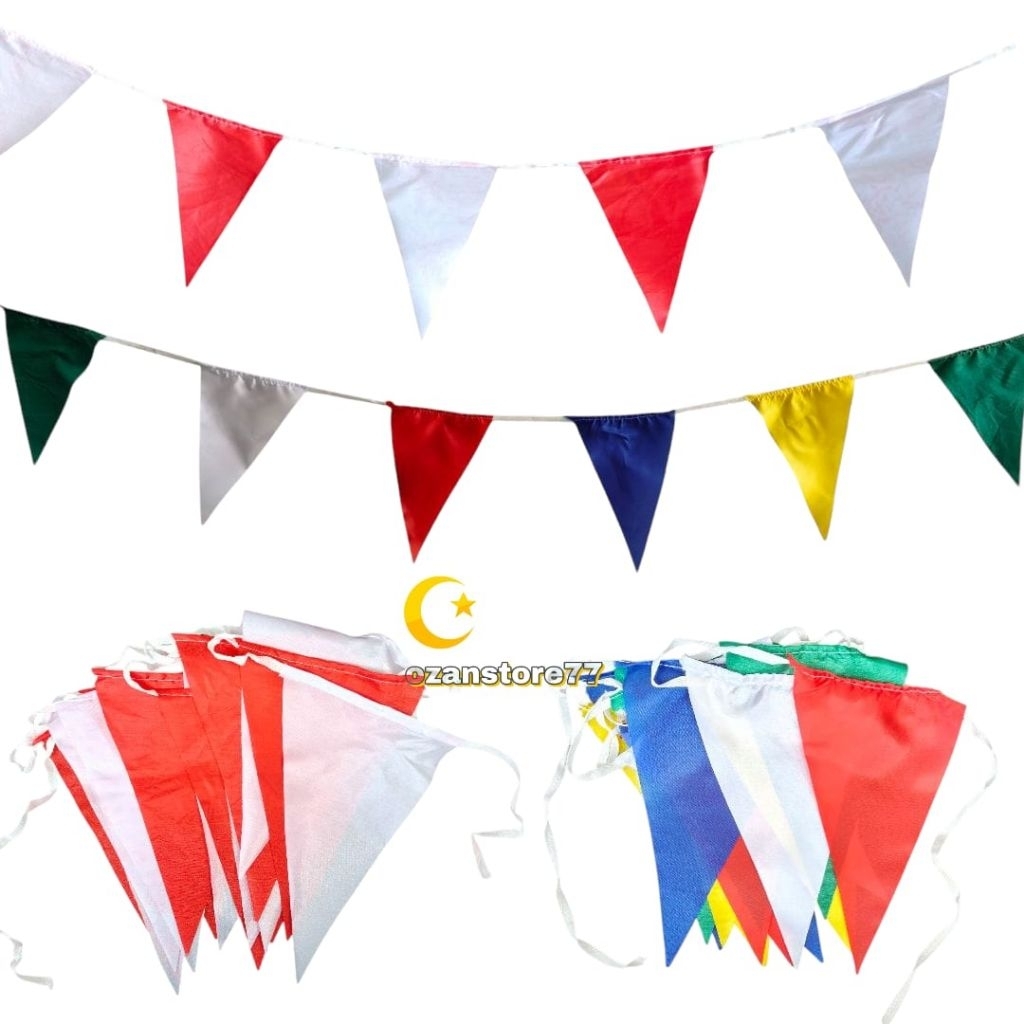 Jual Bendera segitiga merah putih / umbul umbul warna warni / umbul umbul karnaval | Shopee ...