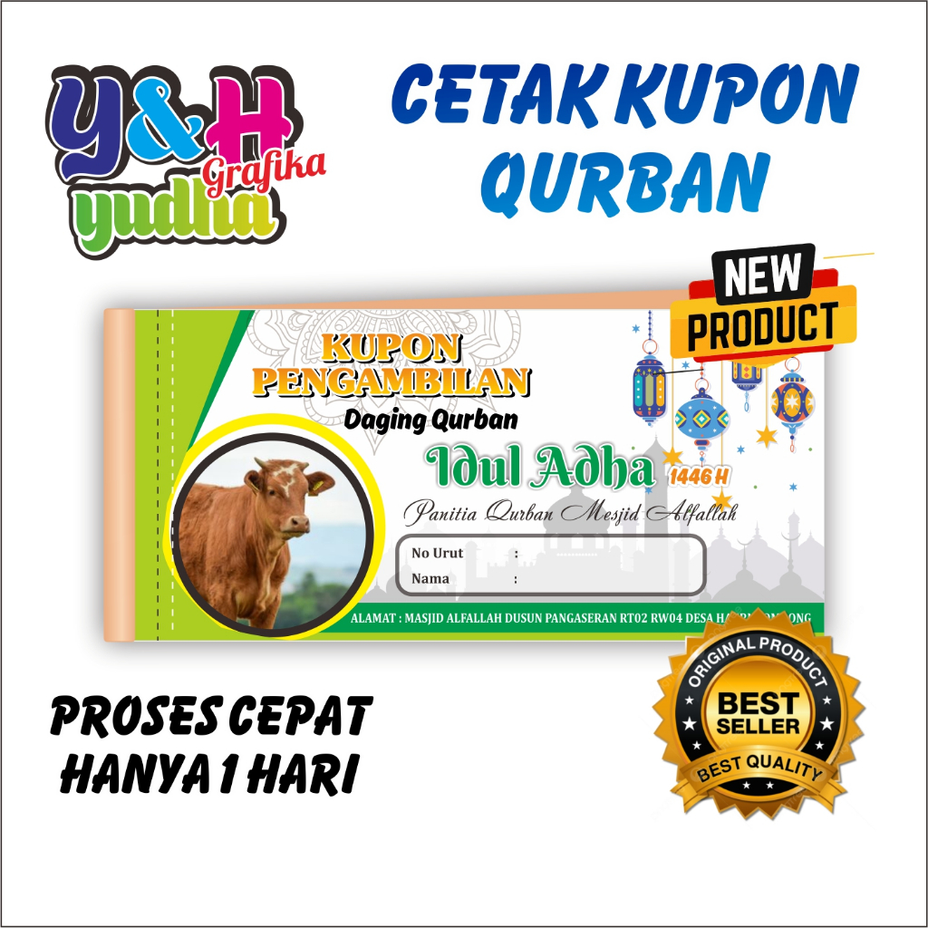 Jual [CUSTOM] Kupon Kartu Pengambilan Daging Qurban Kurban Idul Adha Y&H Yudha Grafika | Shopee ...