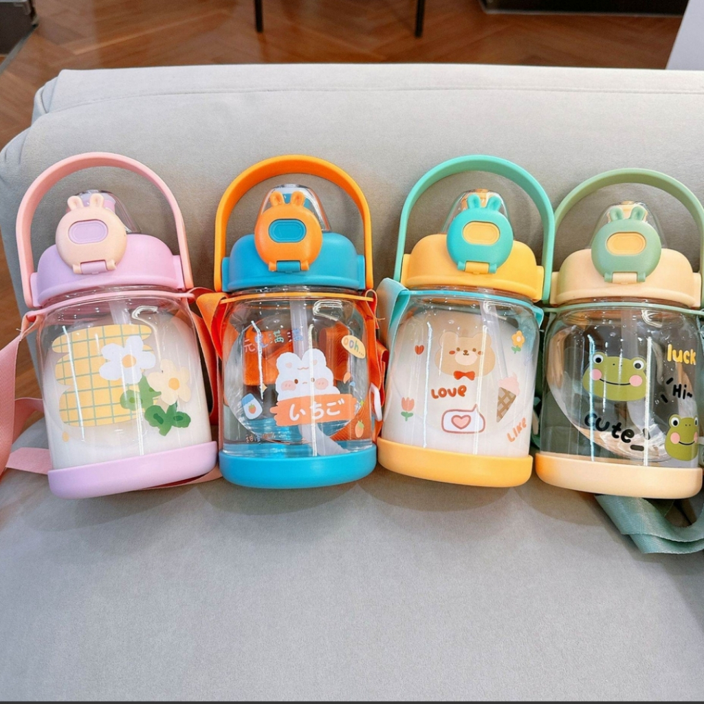 Jual Botol Minum Anak Dengan Gagang Karakter Lucu + Tali 900ml / Botol ...