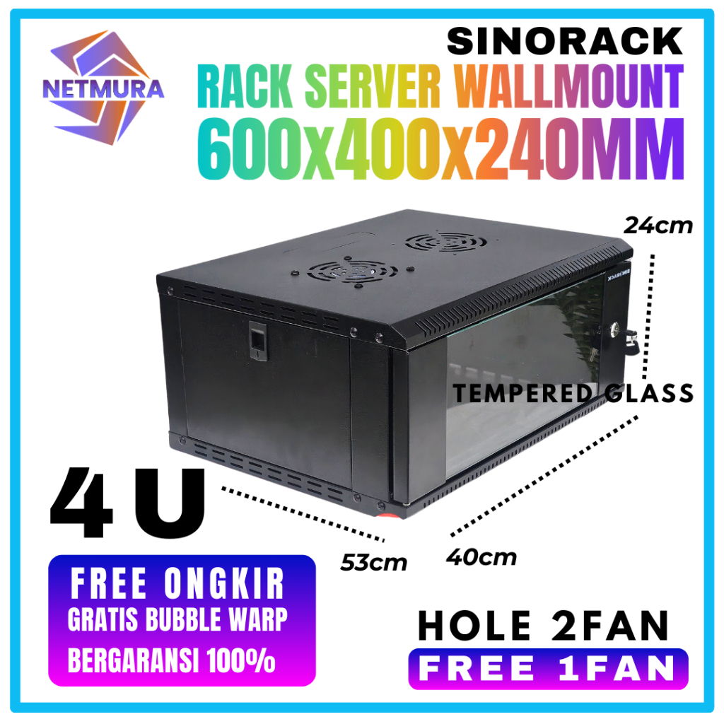 Jual Wallmount Rack Server 4U Depth 500mm /Rak Server Ukuran 4U Single ...