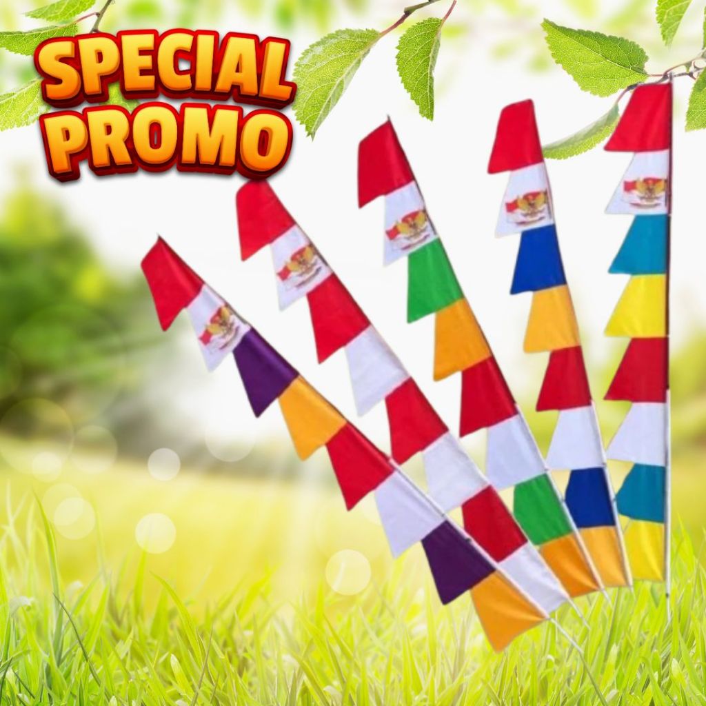 Jual [20 pcs] UMBUL UMBUL MERAH PUTIH ZigZag GARUDA WARNA WARNI | Shopee Indonesia