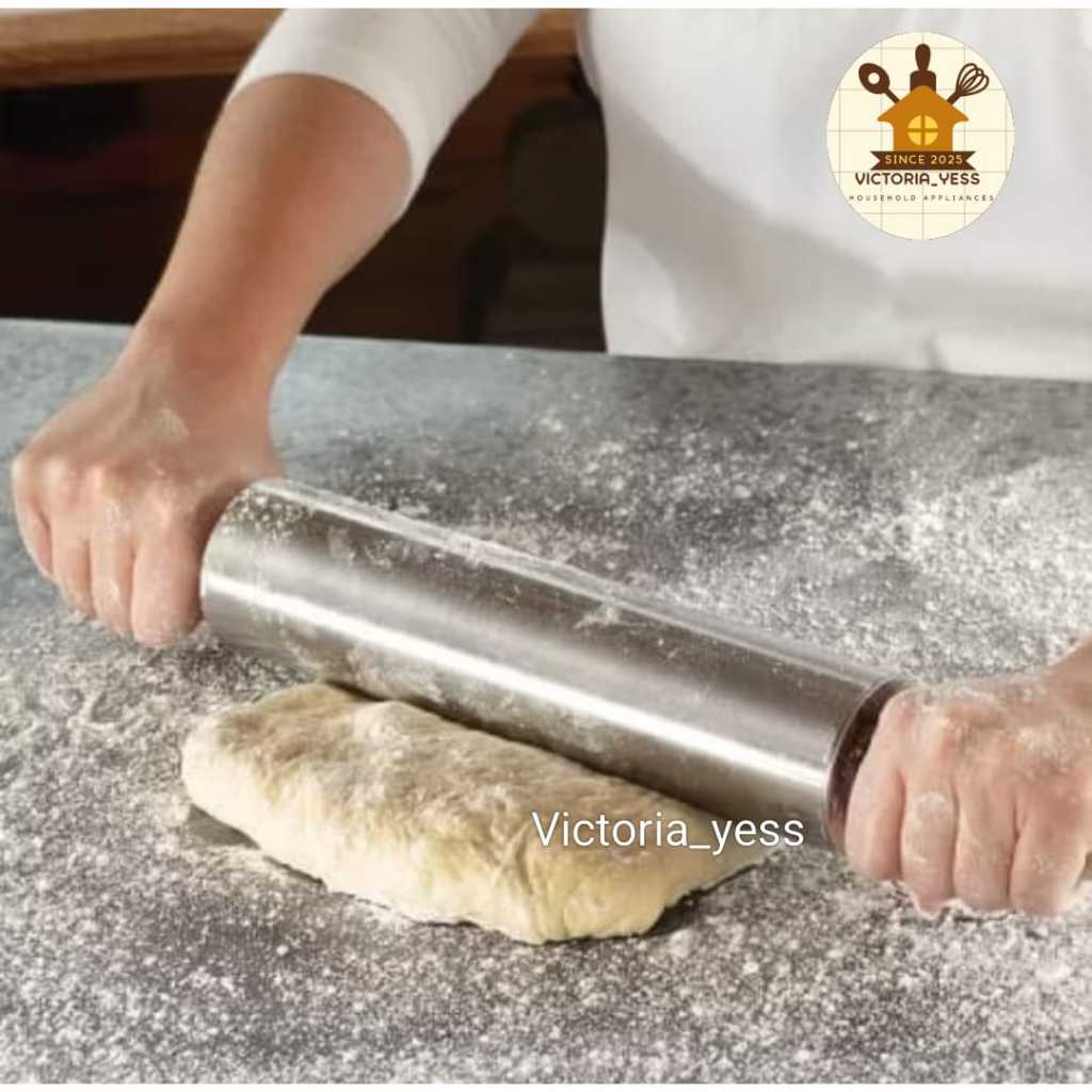 Jual ROLLING PIN BESAR FULL STAINLESS 45 CM KUAT KOKOH AWET/ ROLL ...