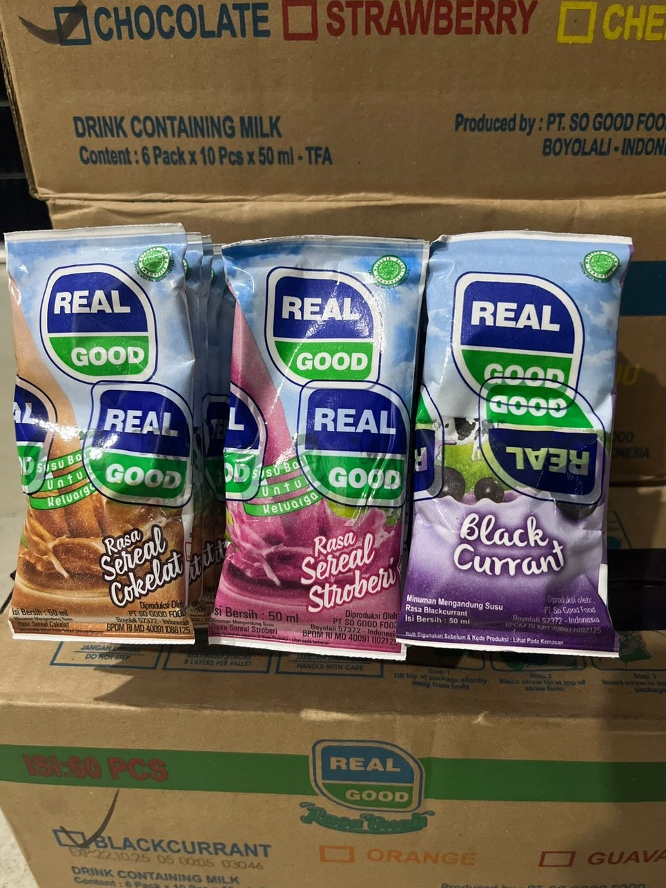 Jual Real Good Susu Uht / Susu Bantal 50 ml isi 60 pcs per Cartoon Rasa ...