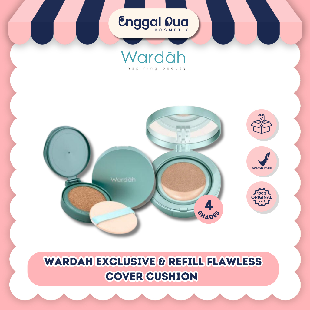 Jual Wardah Exclusive & Refil Flawless Cover Cushion SPF 30 PA+++ 15 ml ...