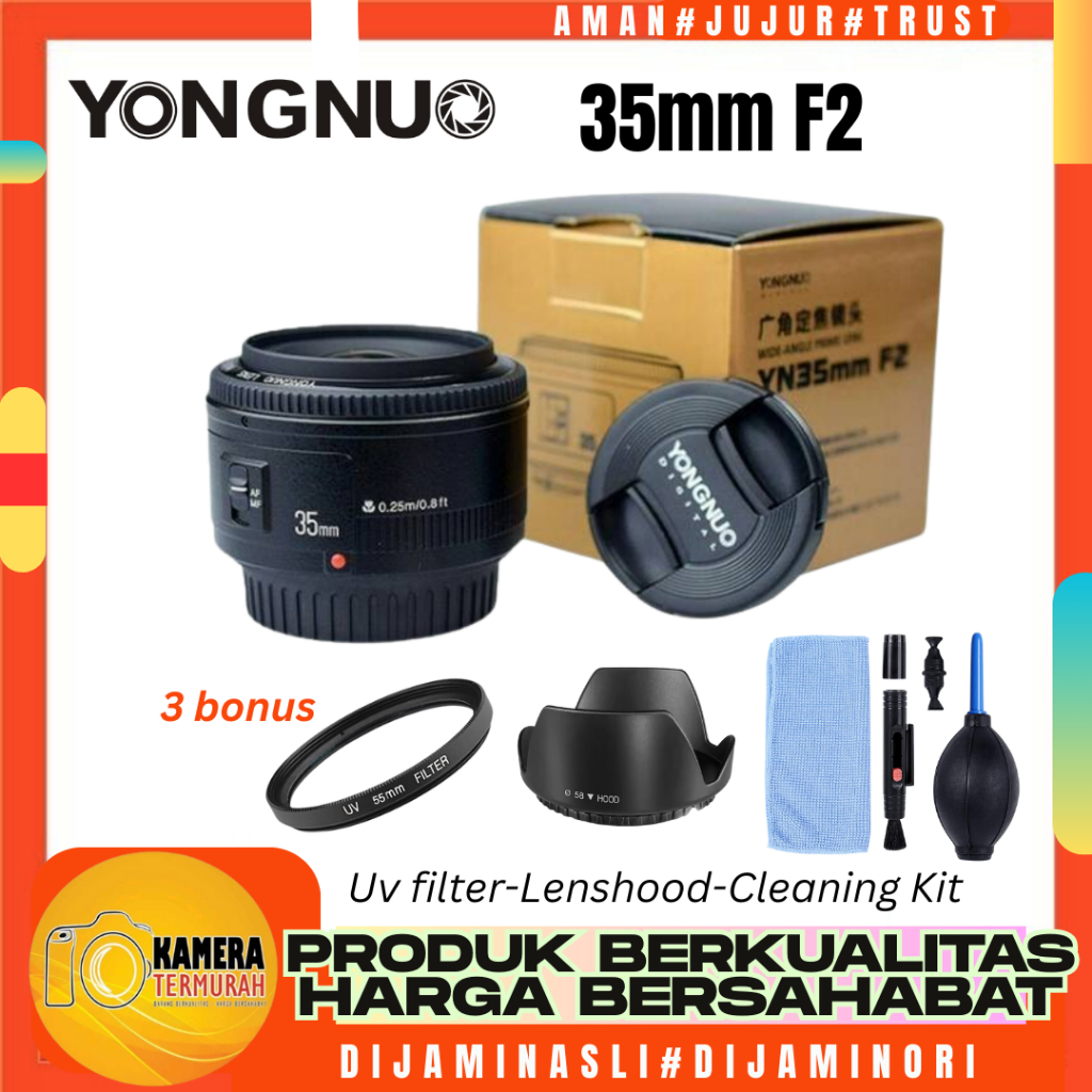 Jual LENSA FIX YONGNUO YN-35MM F2 FOR CANON/NIKON | Shopee Indonesia