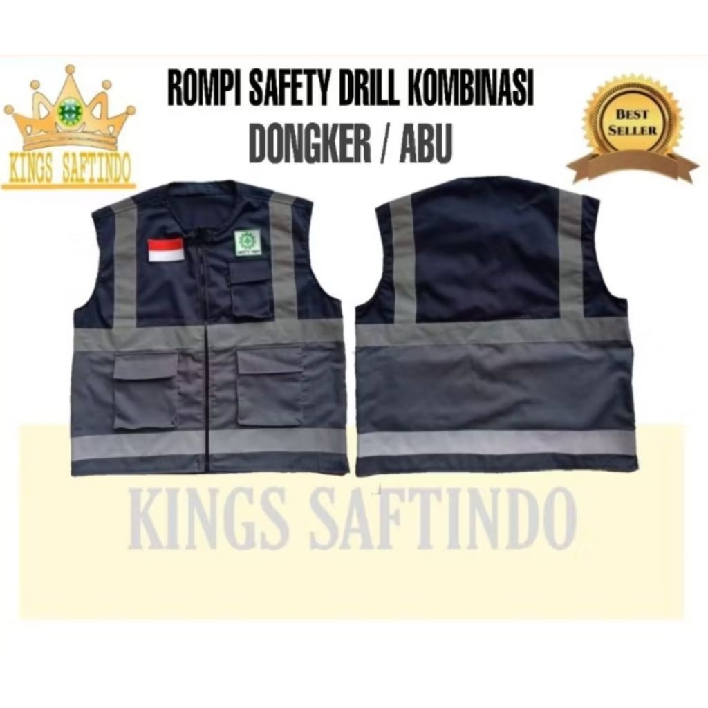 Jual Rompi safety kombinasi navy abu logo katiga/ safety vest/rompi ...