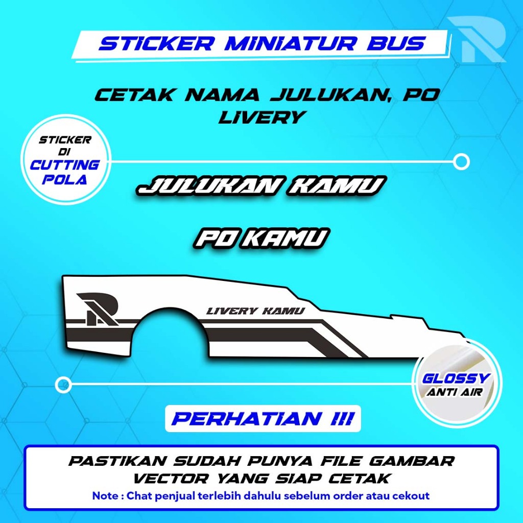 Jual [HANYA CETAK SAJA] NAMA JULUKAN / PO / LIVERY MINIATUR BUS WAJIB ...