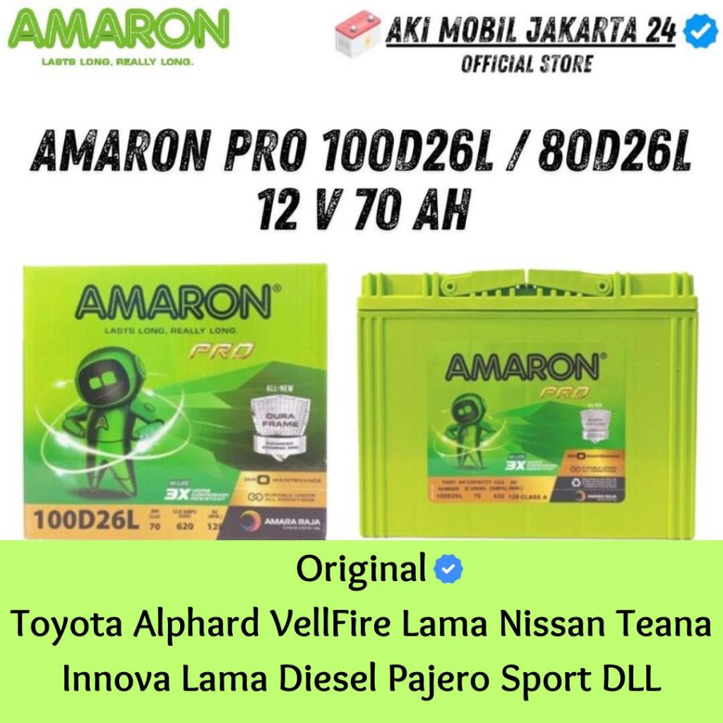 Jual Aki Mobil Toyota Innova Diesel 100D26L/80d26L Kering 12 V 70 Ah ...