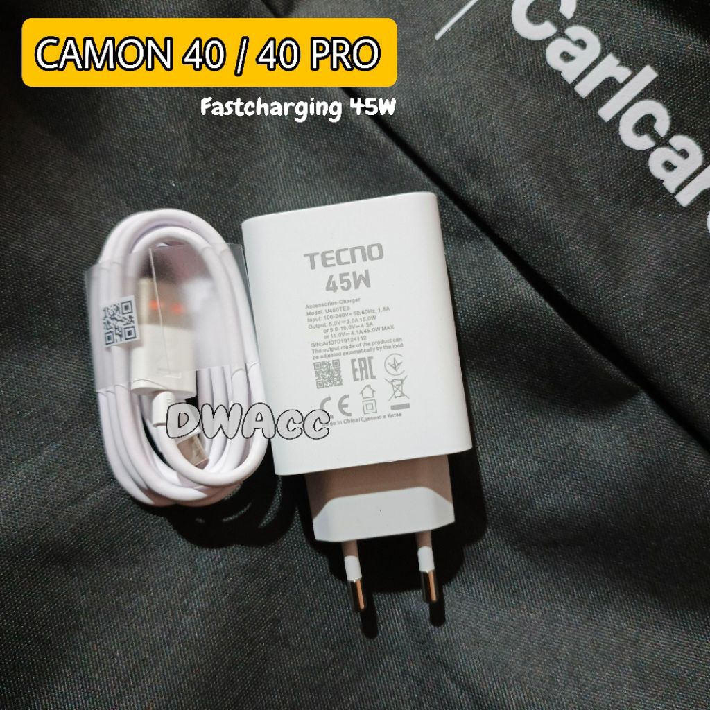 Jual Charger Tecno CAMON 40 PRO, CAMON 40 Original 100% Fastcharging 45W | Shopee Indonesia