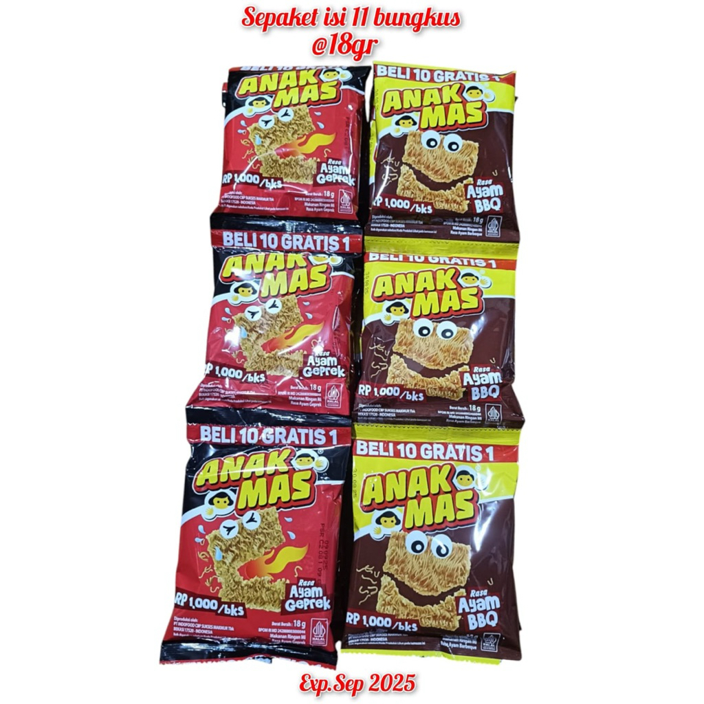 Jual ANAK MAS SNACK MIE ISI 11 PCS | INDOFOOD MIE ANAK MAS | MI ANAK ...