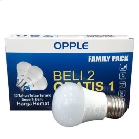 Jual Opple Family Pack Lampu LED Bulb 5w Putih | Paket 2 Gratis 1 Bohlam 5watt Putih | Shopee ...