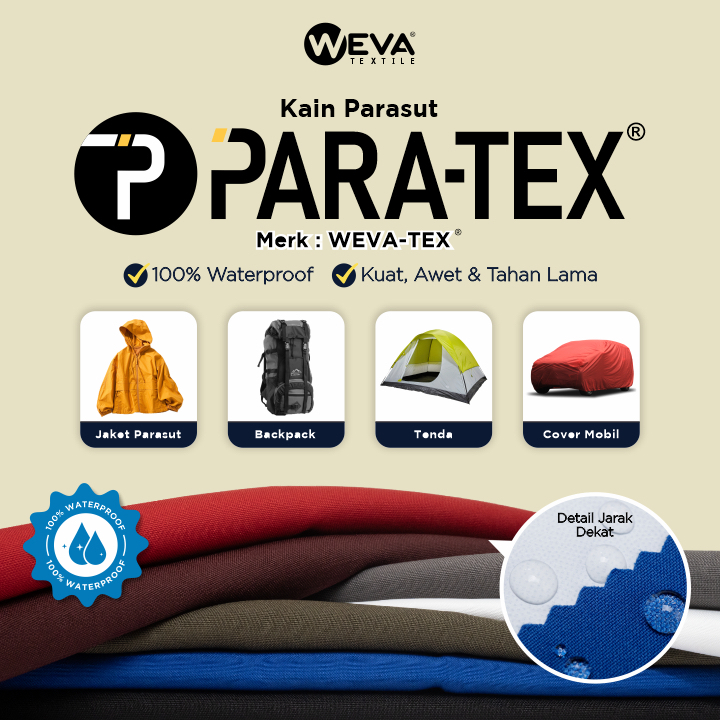 Jual Bahan Kain Jaket Parasut PARATEX 100% Waterproof Anti Air Wevatex ...