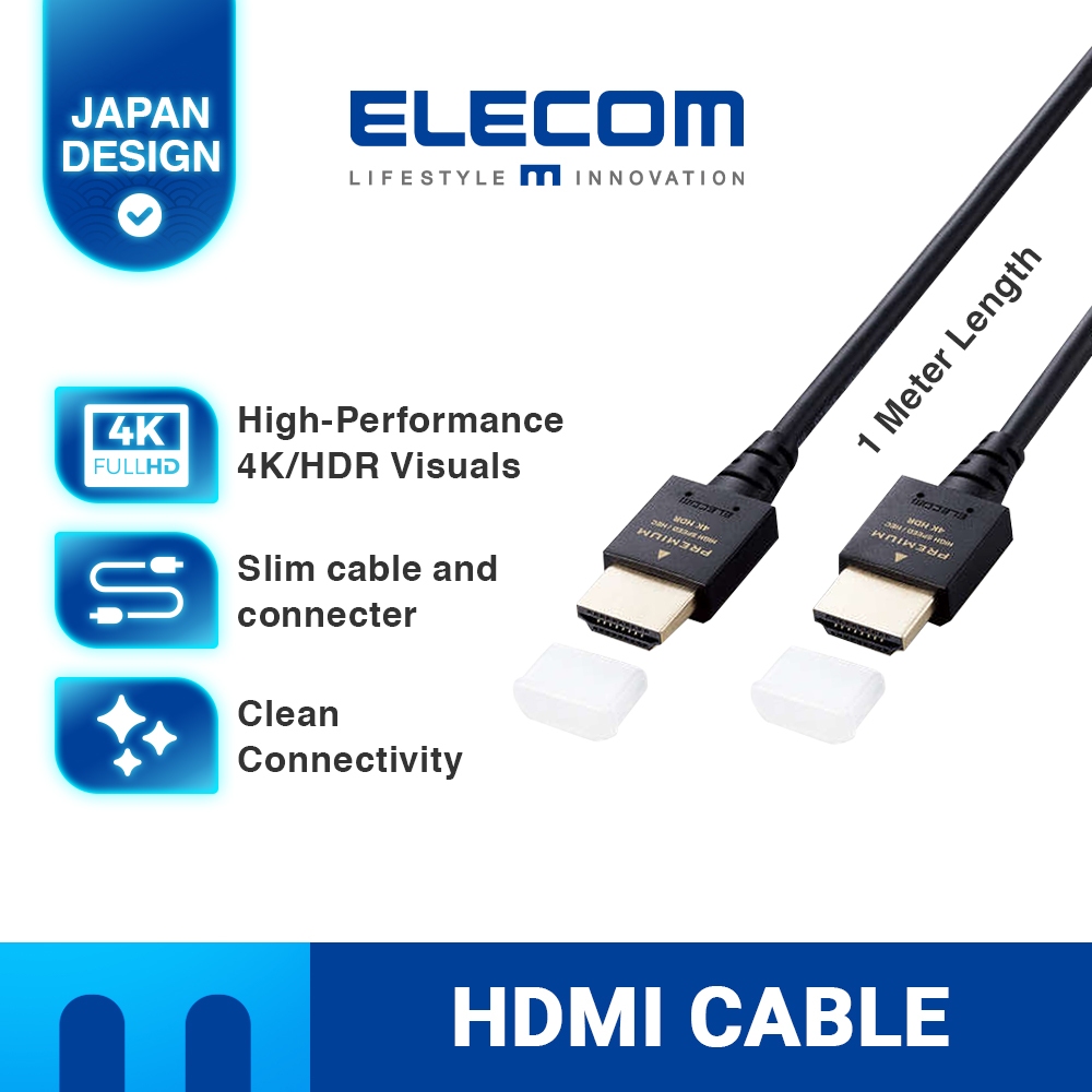 Jual ELECOM Premium High Speed HDMI(R) Cable Series 1.0m ECDH-HDPES10BK / ECDH-HDPES20BK ...