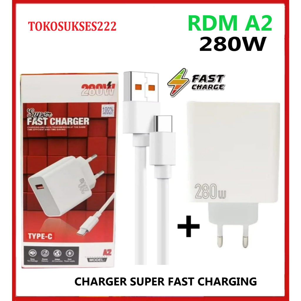 Jual Charger HP 280W For RDMI A2 Fast Charger Batok Adaptor + Kabel USB ...