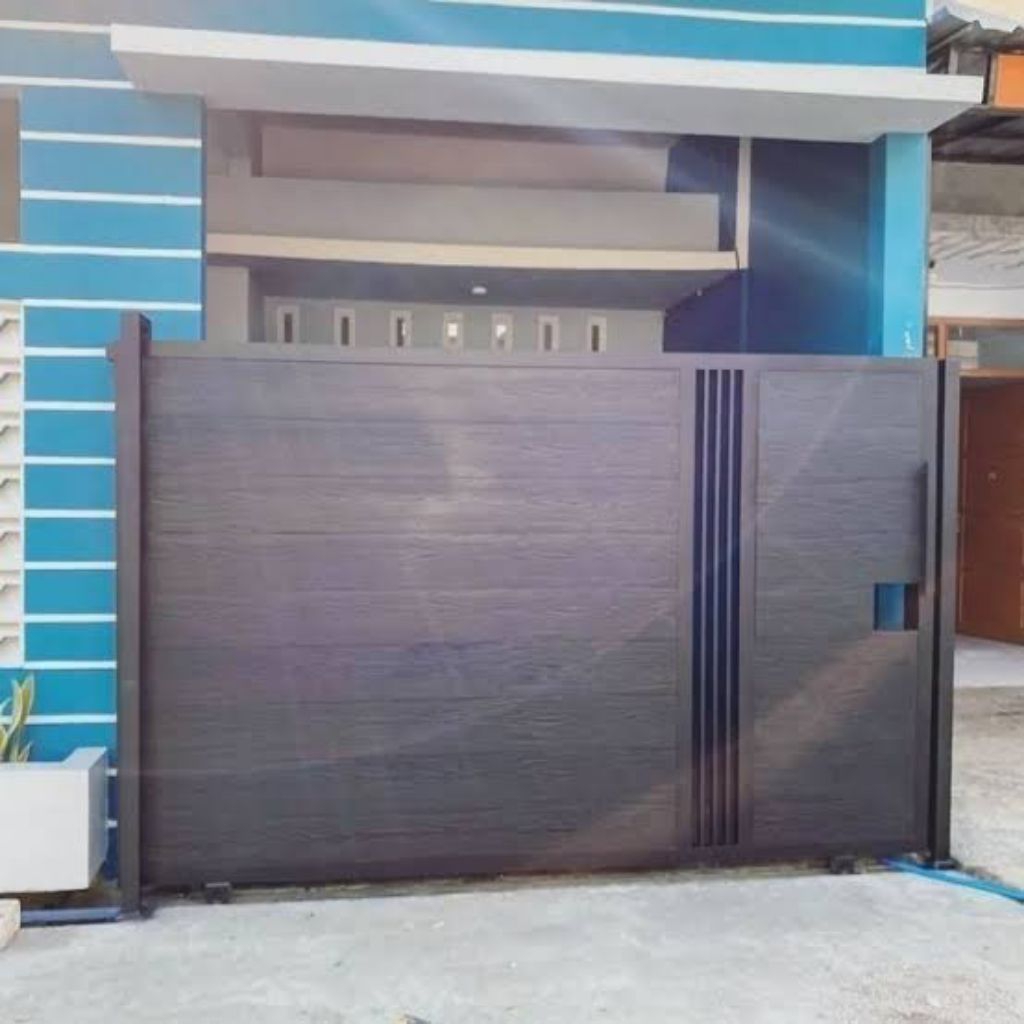 Jual pagar pintu rumah minimalis/pagar dobel sliding grc motiv serat ...
