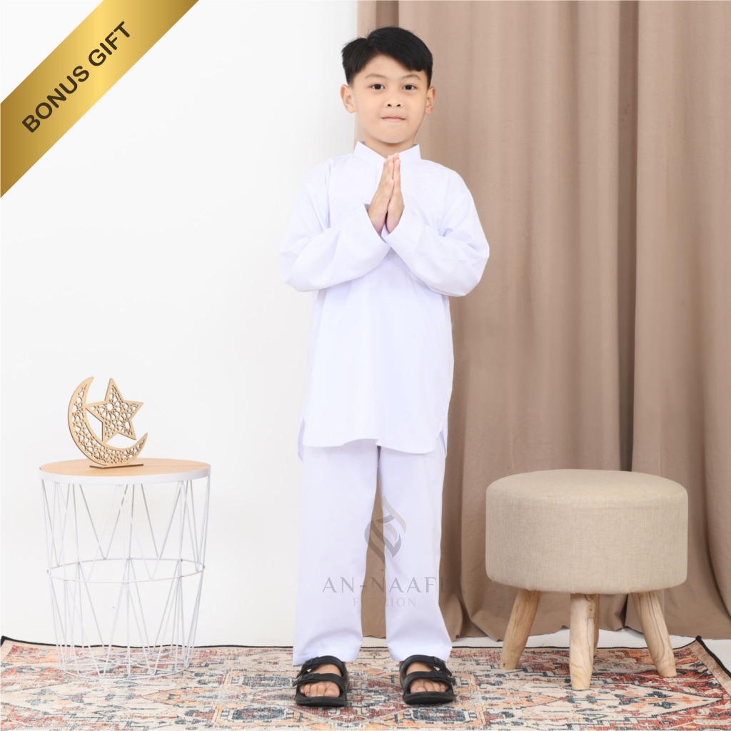 Jual Setelan Koko Anak Putih Laki-laki Motif Bordir Lengan Panjang Usia ...