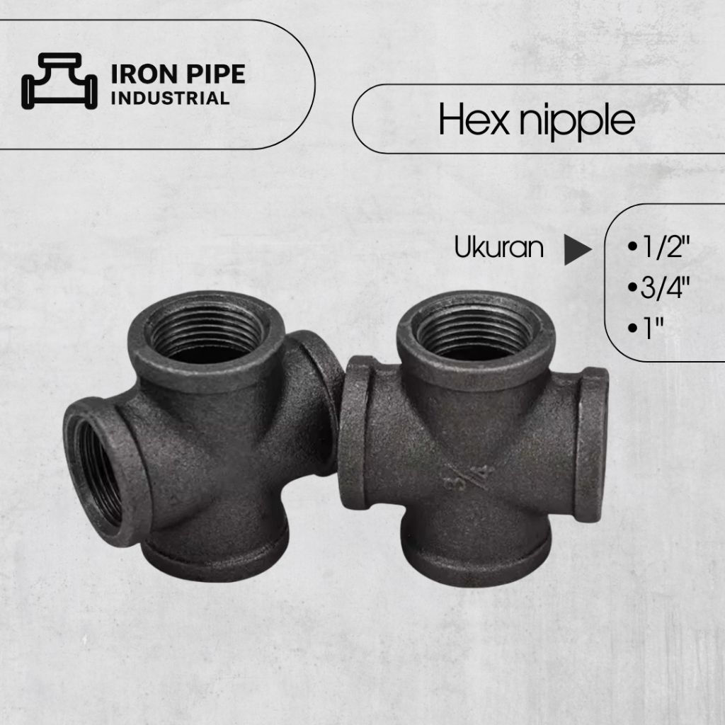Jual cross 4 way 1 inch pipe fitting besi | Shopee Indonesia