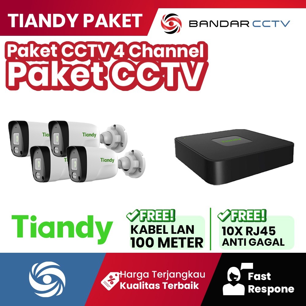 Jual Tiandy TC-KIT 4CH AK 2MP Paket IP Cam + Poe + Audio Outdoor ...
