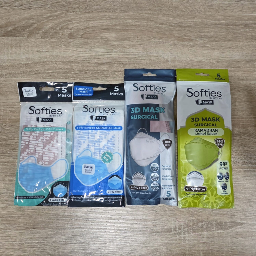 Jual Softies Surgical / Daily / 3D Mask isi 5pcs Masker Sachet | Shopee ...