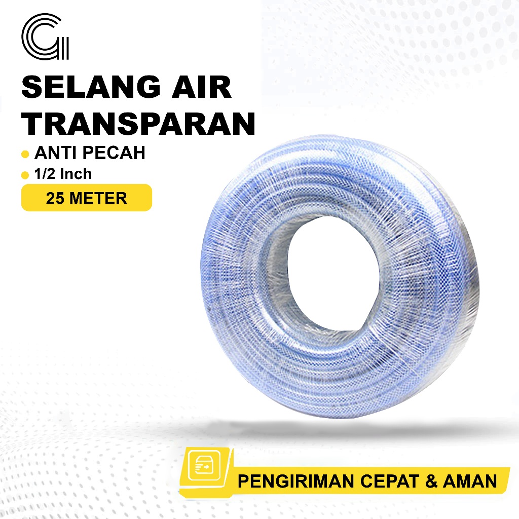 Jual SELANG GEMUK Selang Air 25 Meter 1/2 Inch Selang Air Transparan Bening Selang Air Cuci ...