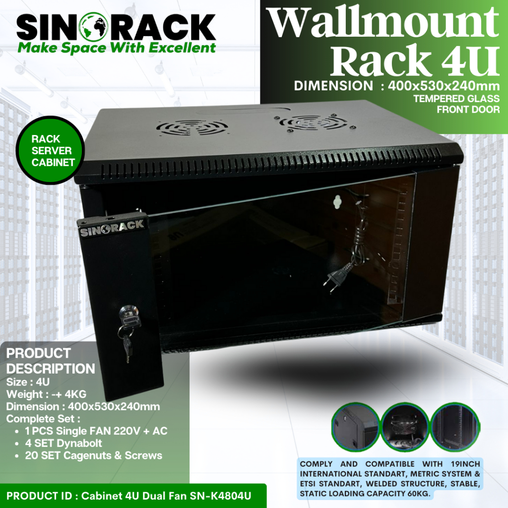 Jual Wallmount Rack Server 4U,6U,9U Rak Server Single Door 4U,6U,9U || RACK CABINET MURAH ...