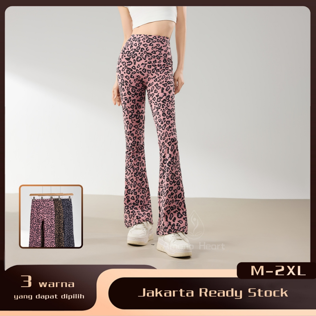 Jual 【Amanoheart】Celana panjang melebar bermotif macan tutul premium yang diimpor Flare Pants ...