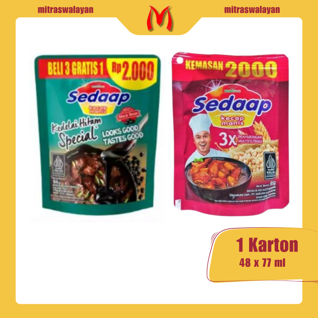 Jual Kecap SEDAAP Refill 77 ml | KEMASAN KARTON ISI 48 pcs | Shopee ...