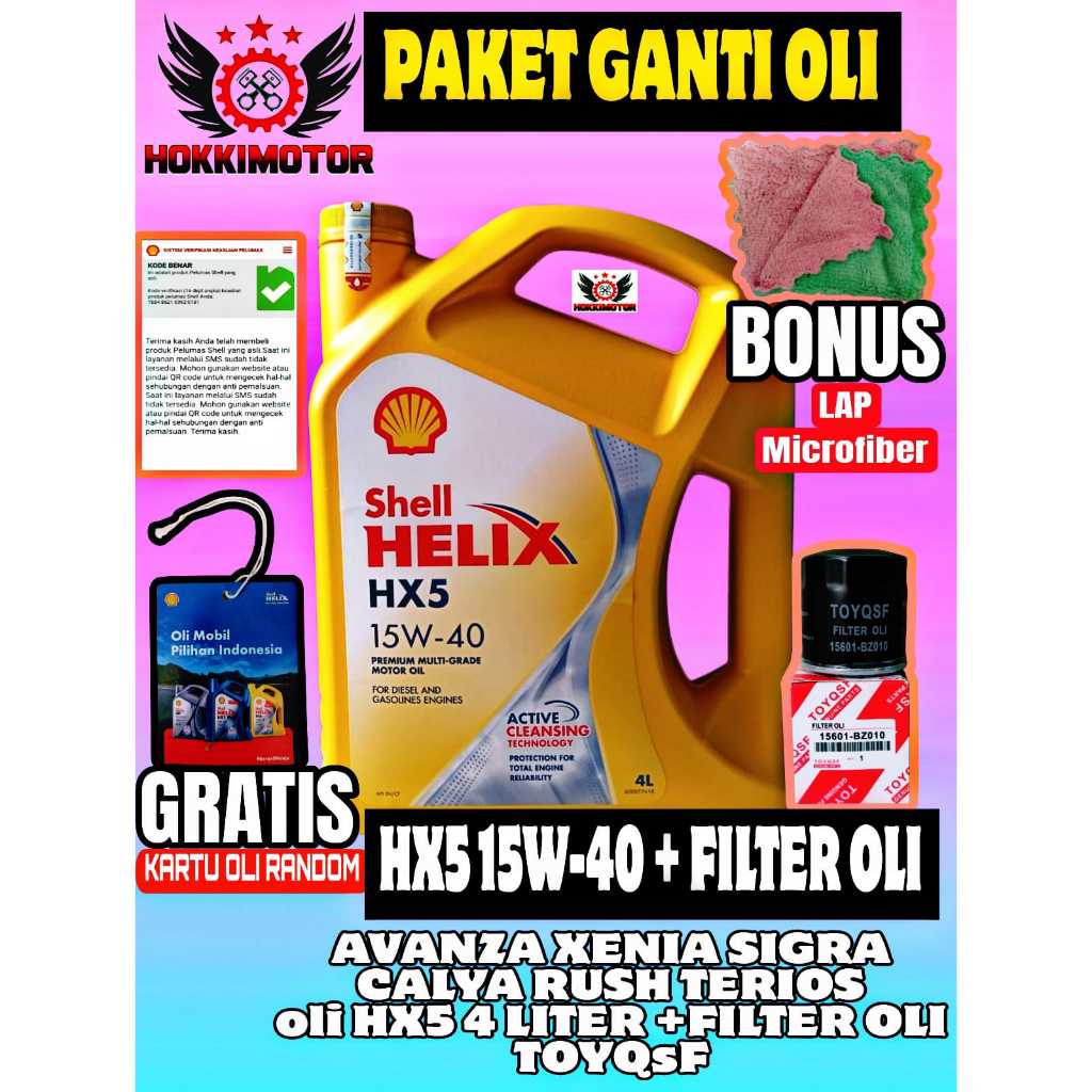 Jual (GRATIS FILTER OLI) Produk PAKET Gratis Oli Mesin Shell Helix HX5 ...