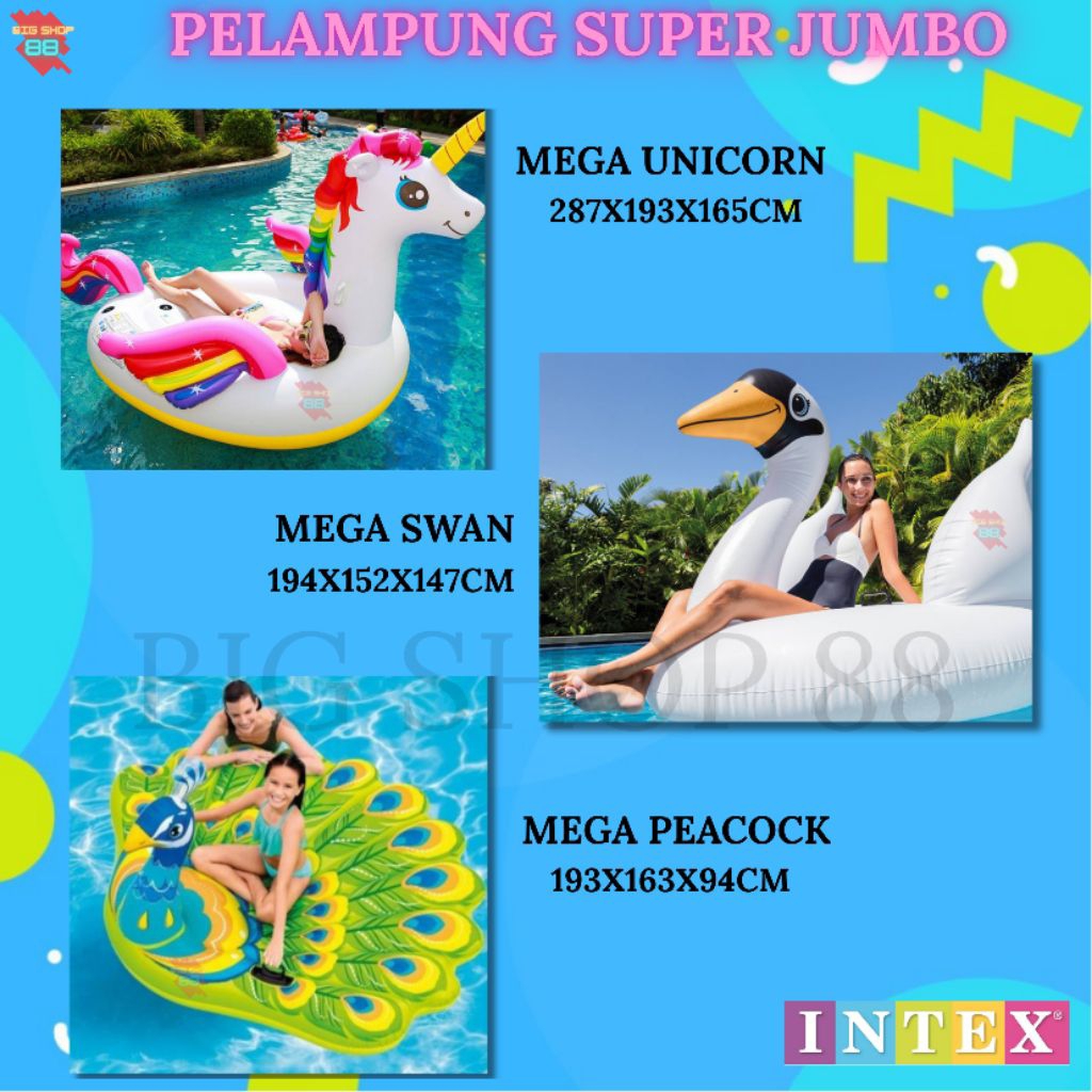 Jual INTEX PELAMPUNG JUMBO BESAR MEGA UNICORN SWAN PEACOCK ISLAND ...