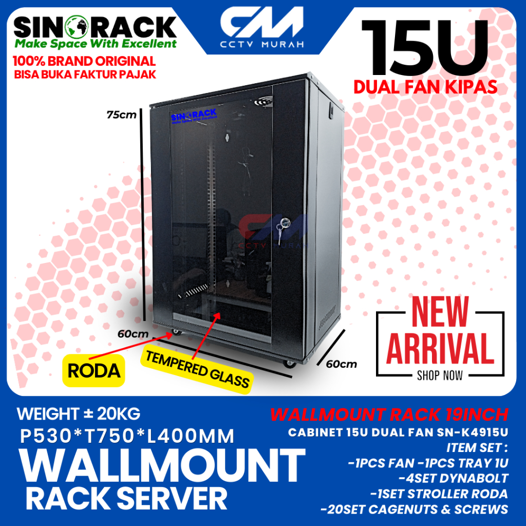 Jual Wallmount Rack 15U, Rak Server Single Door 15U Kecil | Shopee ...