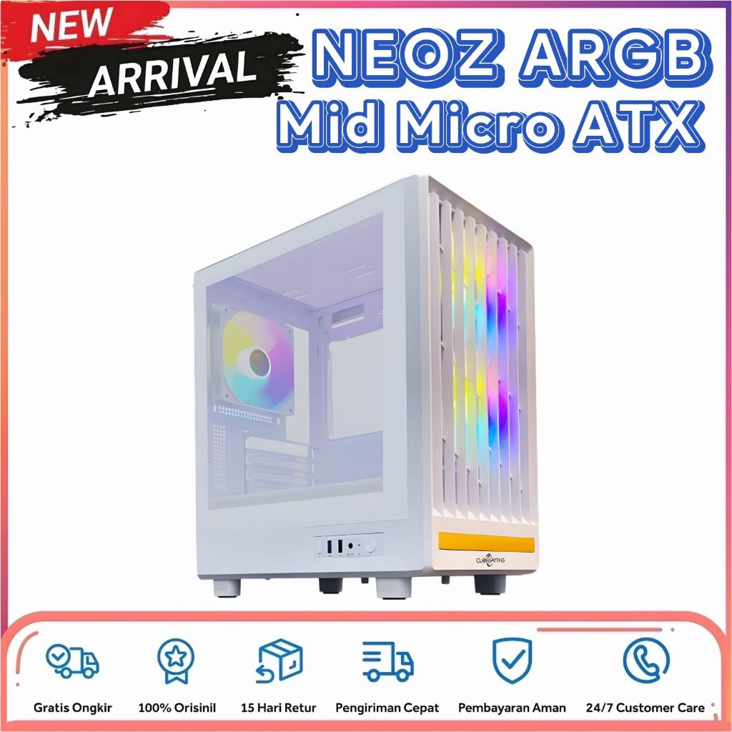 Jual CUBEGAMING NEOZ ARGB TG Panel USB 3.0 Mid Tower Micro ATX White | Shopee Indonesia
