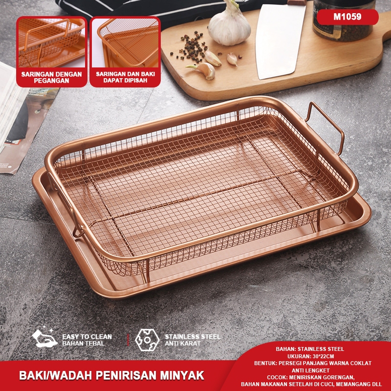 Jual Saringan Baki Peniris Minyak Stainless Steel Food Grade Anti Karat ...