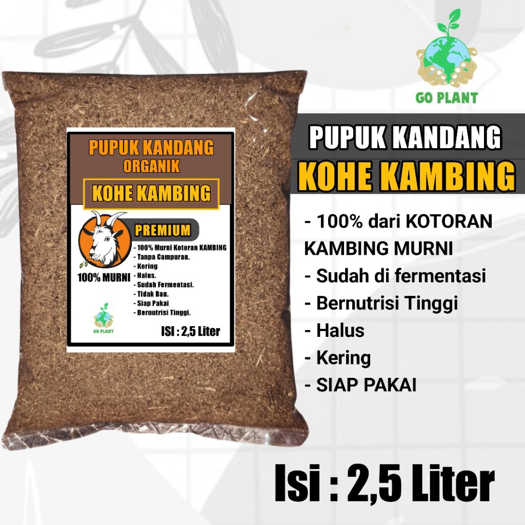Jual GoPlant - PUPUK KOTORAN KAMBING ORGANIK MURNI 100% Isi 2,5 liter ...