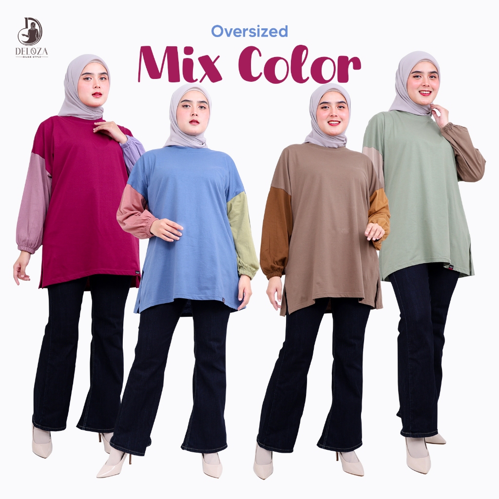 Jual Mix Color Kaos Oversize Wanita Jumbo Lengan Panjang Balon Cotton ...