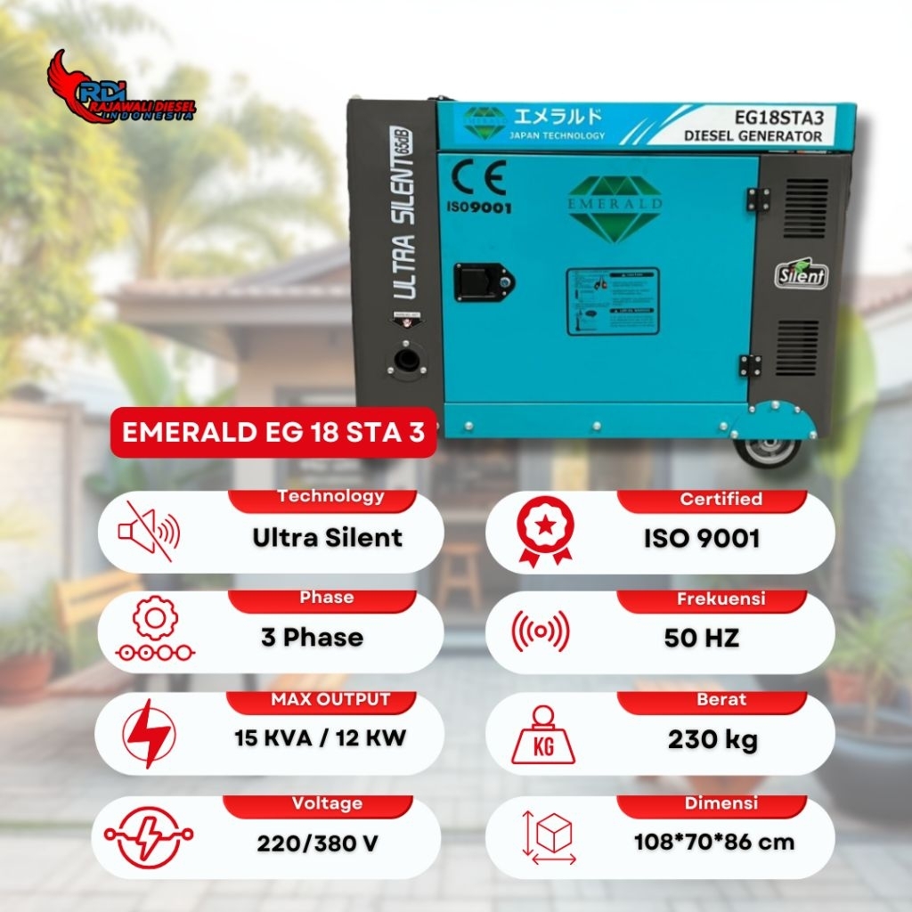 Jual PROMO ‼️ Genset 15 KVA Emerald Portable Ultra Silent - EG18STA3 ...