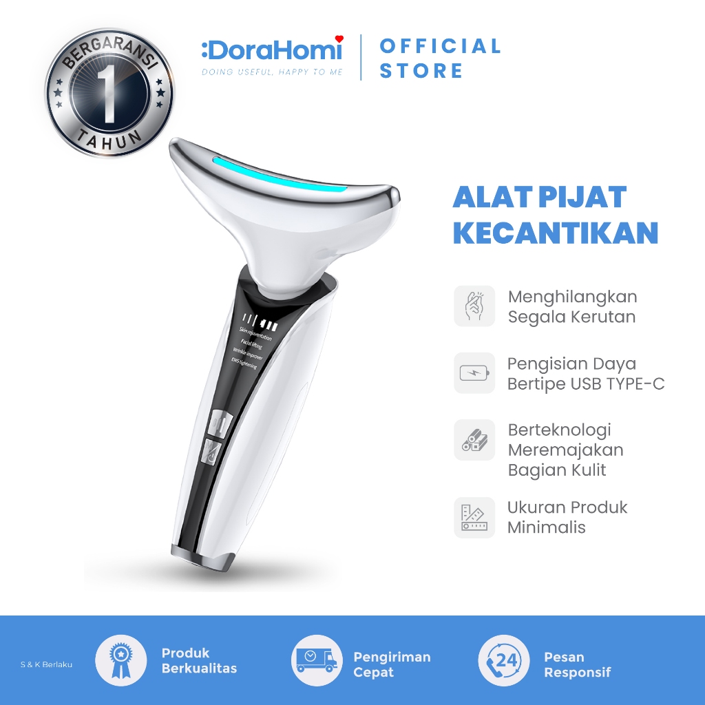 Jual DoraHomi Alat Pijat Leher Pengencang Kulit wajah Setrika getar ...